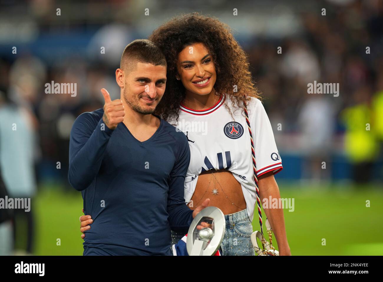 PARIS, FRANCE - MAY 21: Marco Verratti (6) and his wife Jessica Aidi ...