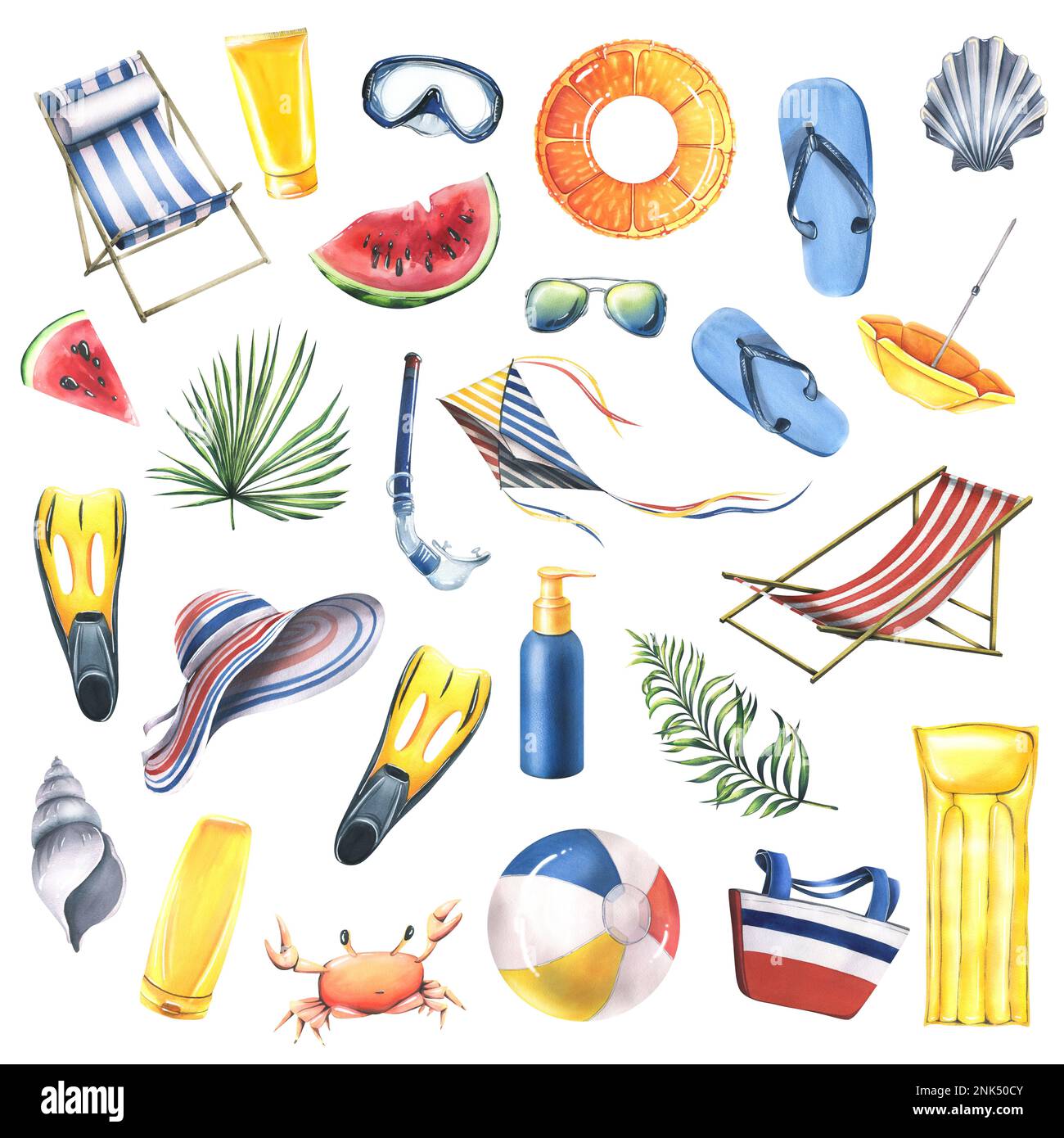 A large set from the BEACH VACATION collection. Watercolor illustration ...
