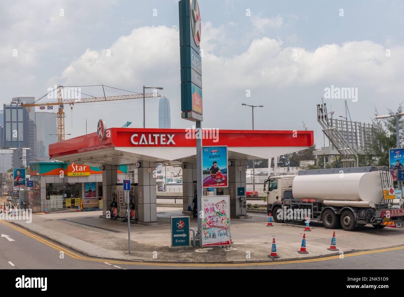 Hong Kong, China - May 1, 2017: Caltex Petrol Station at Island in Hong ...
