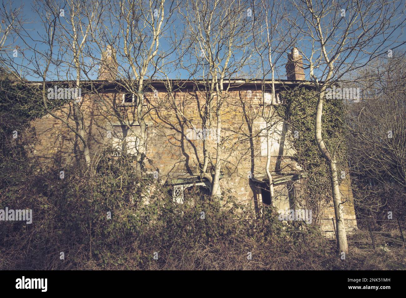 The remains of an abandoned farm house outside Farthingstone in ...