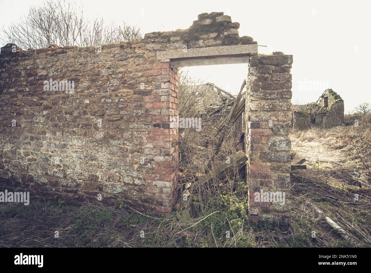 The remains of an abandoned farm house outside Farthingstone in ...