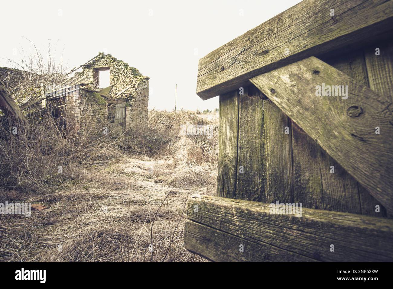 The remains of an abandoned farm house outside Farthingstone in ...