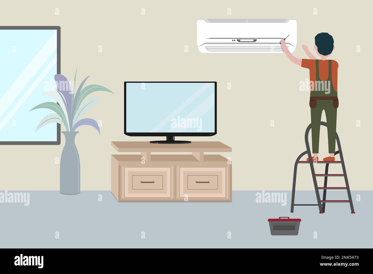 Worker installs air conditioning hi-res stock photography and images ...