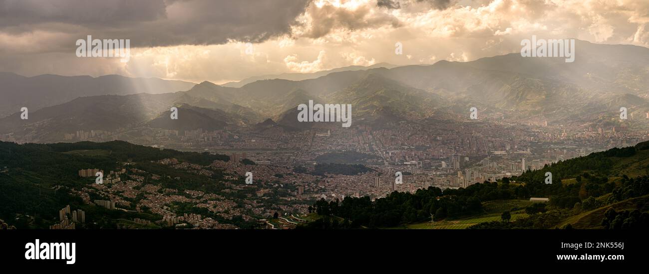 Panoramic view of Medellin City Antioquia Colombia with the mountains ...