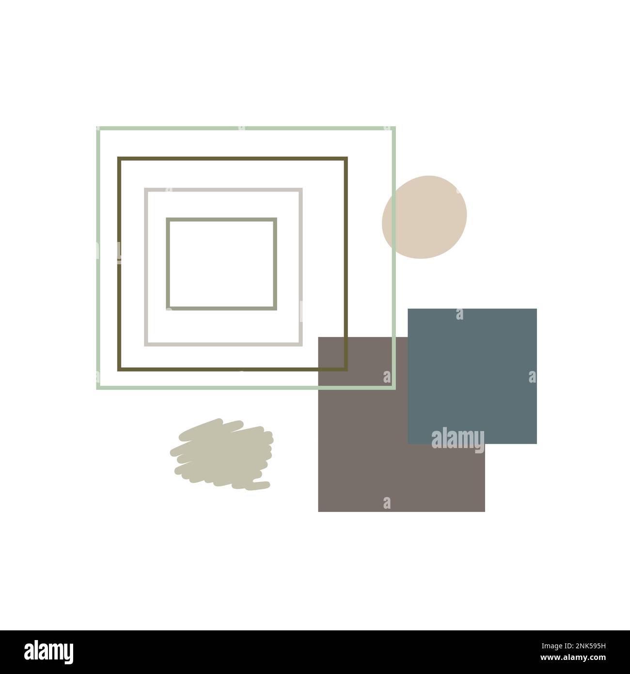 Boho style abstract shapes and outline square forms, simple hand drawn ...