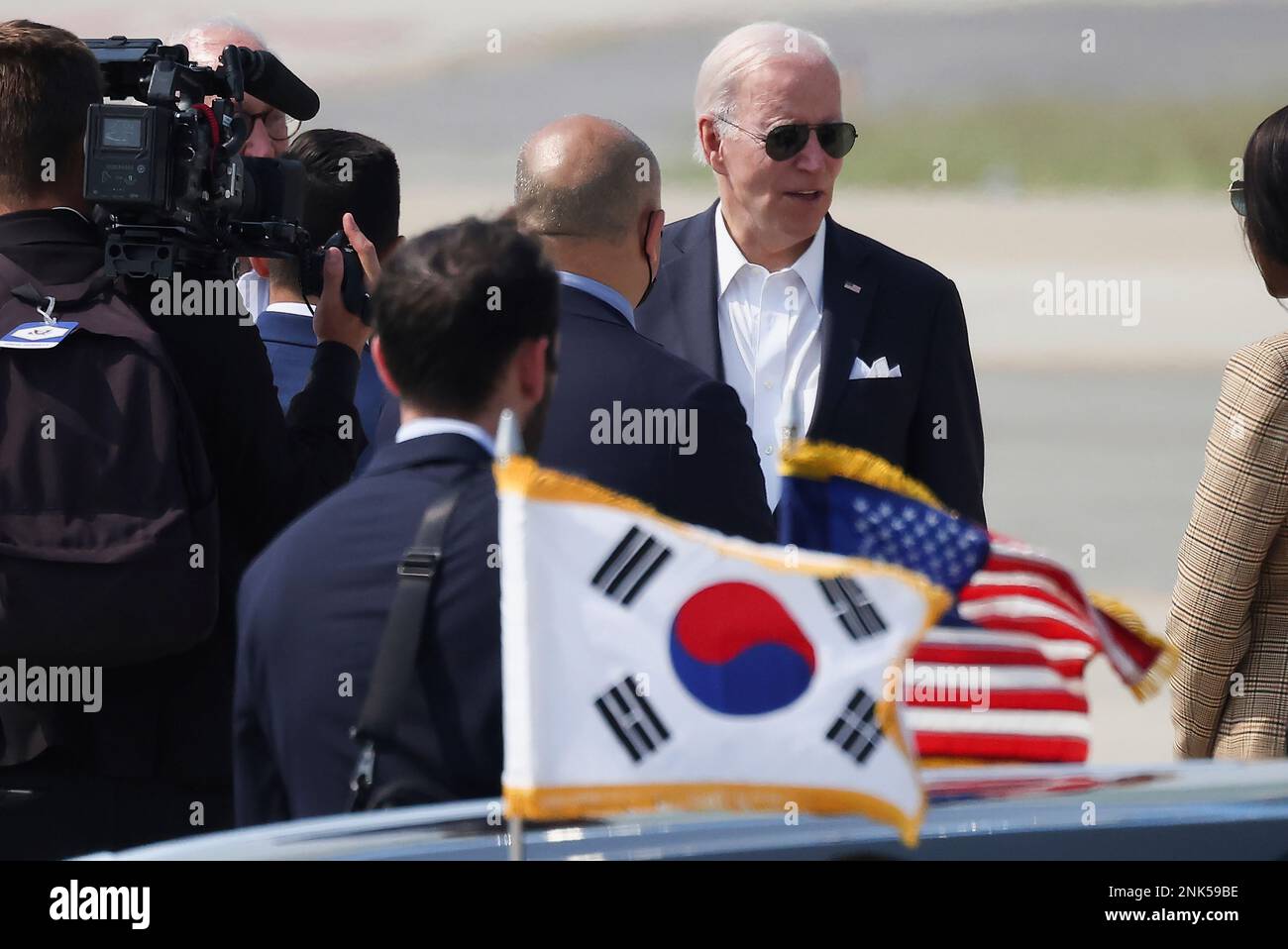 U.S. President Joe Biden arrives at Osan Air Base to travel on to Japan ...