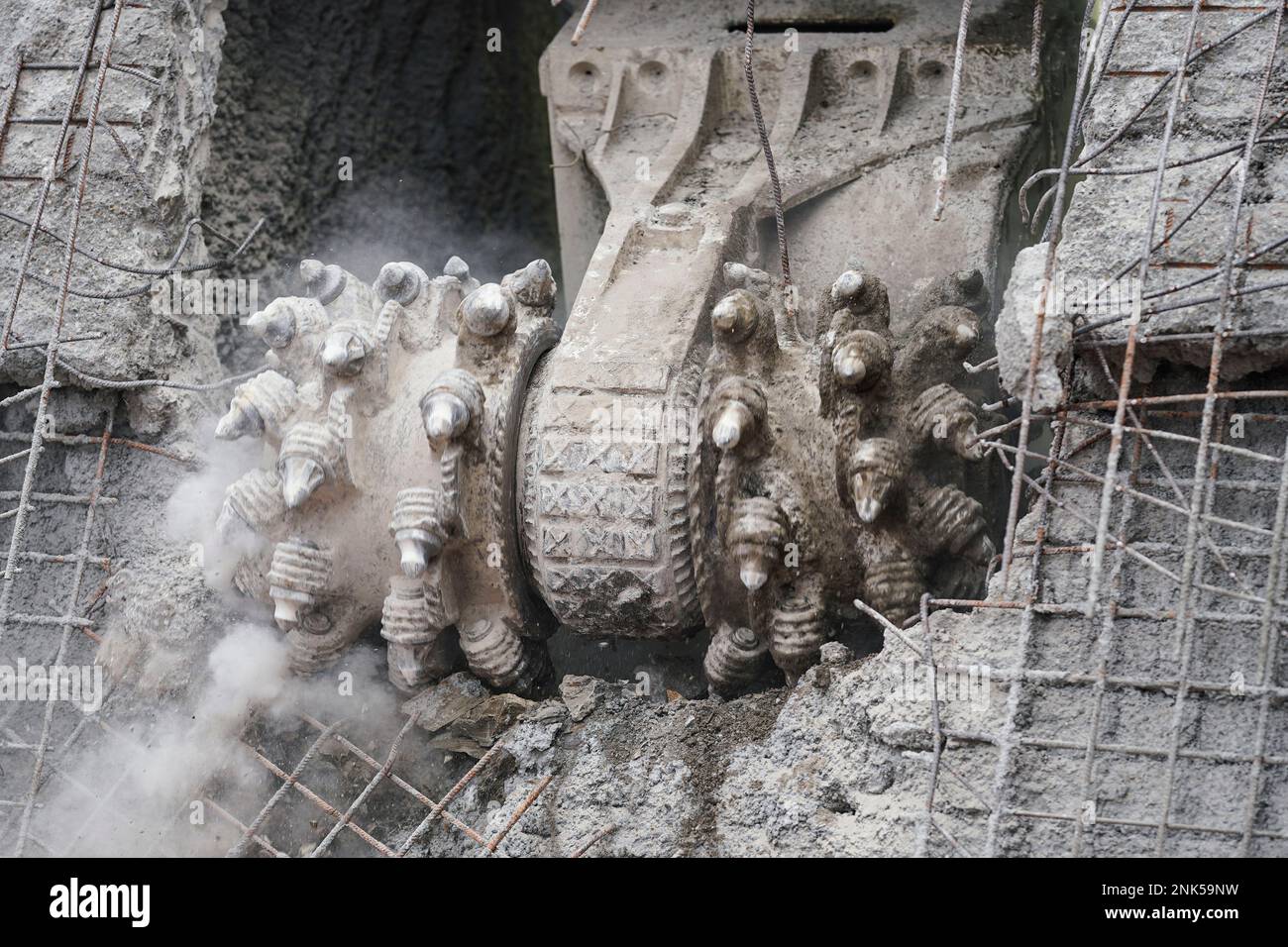 Imsweiler, Germany. 23rd Feb, 2023. A cutter breaks through the rock at ...