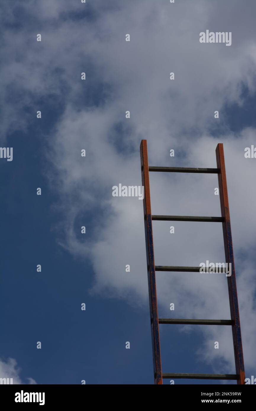 Abstract, metal ladder reaching skywards Stock Photo - Alamy