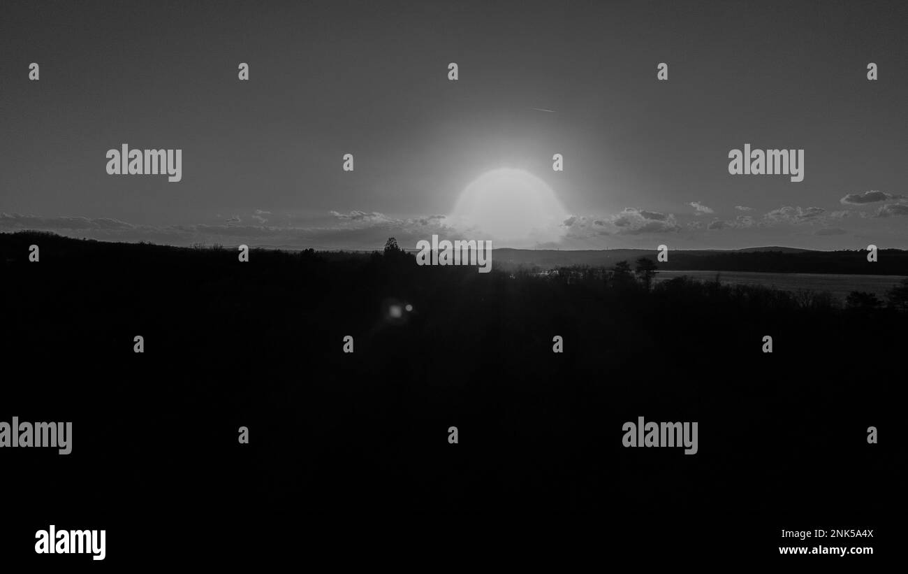 Forest with clouds aerial Black and White Stock Photos & Images - Alamy