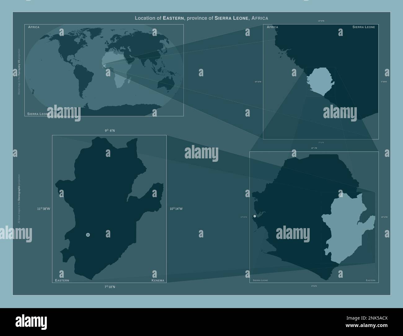 Eastern, province of Sierra Leone. Diagram showing the location of the ...