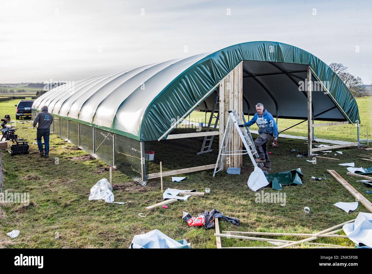 Installation of a single span, livestock polytunnel at Back Lane, Long ...