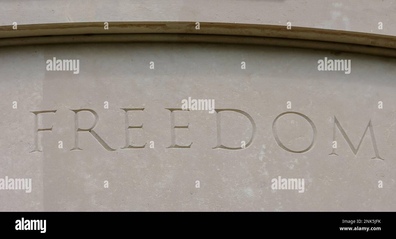 big text FREEDOM in the building capital letters Stock Photo - Alamy