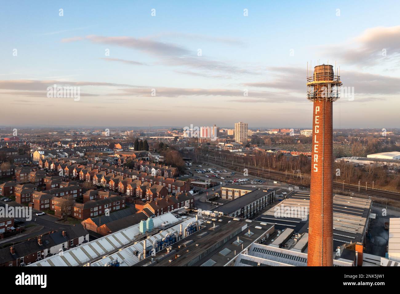 DONCASTER, UK - FEBRUARY 14, 2023. An aerial view of Doncaster ...