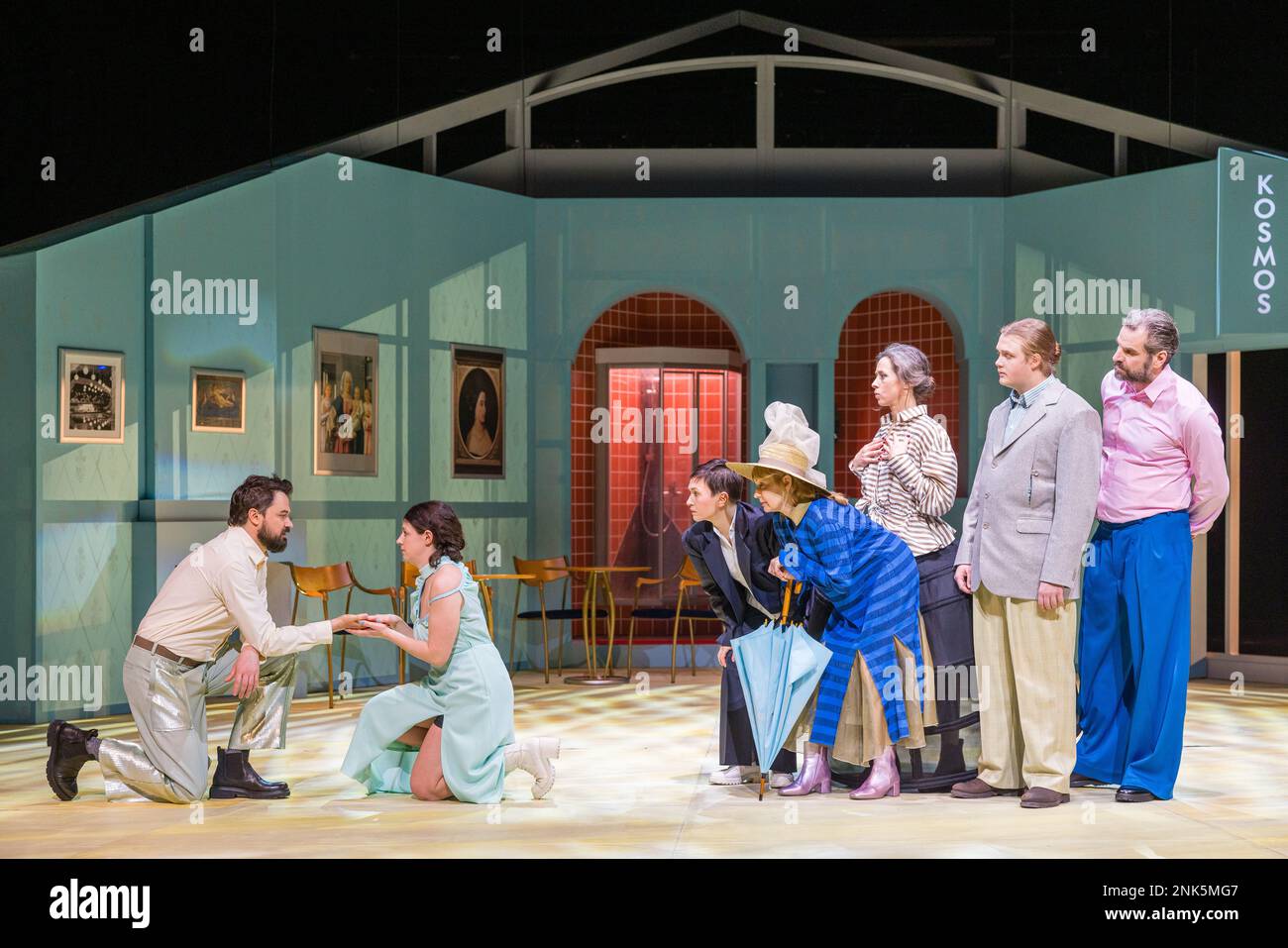 22 February 2023, Brandenburg, Cottbus: The actors Manolo Bertling (l-r ...