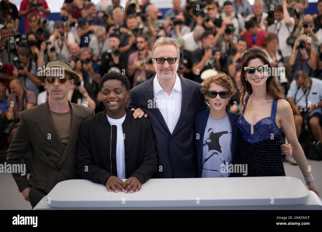 Jeremy Strong, from left, Jaylin Webb, director James Gray, Michael ...