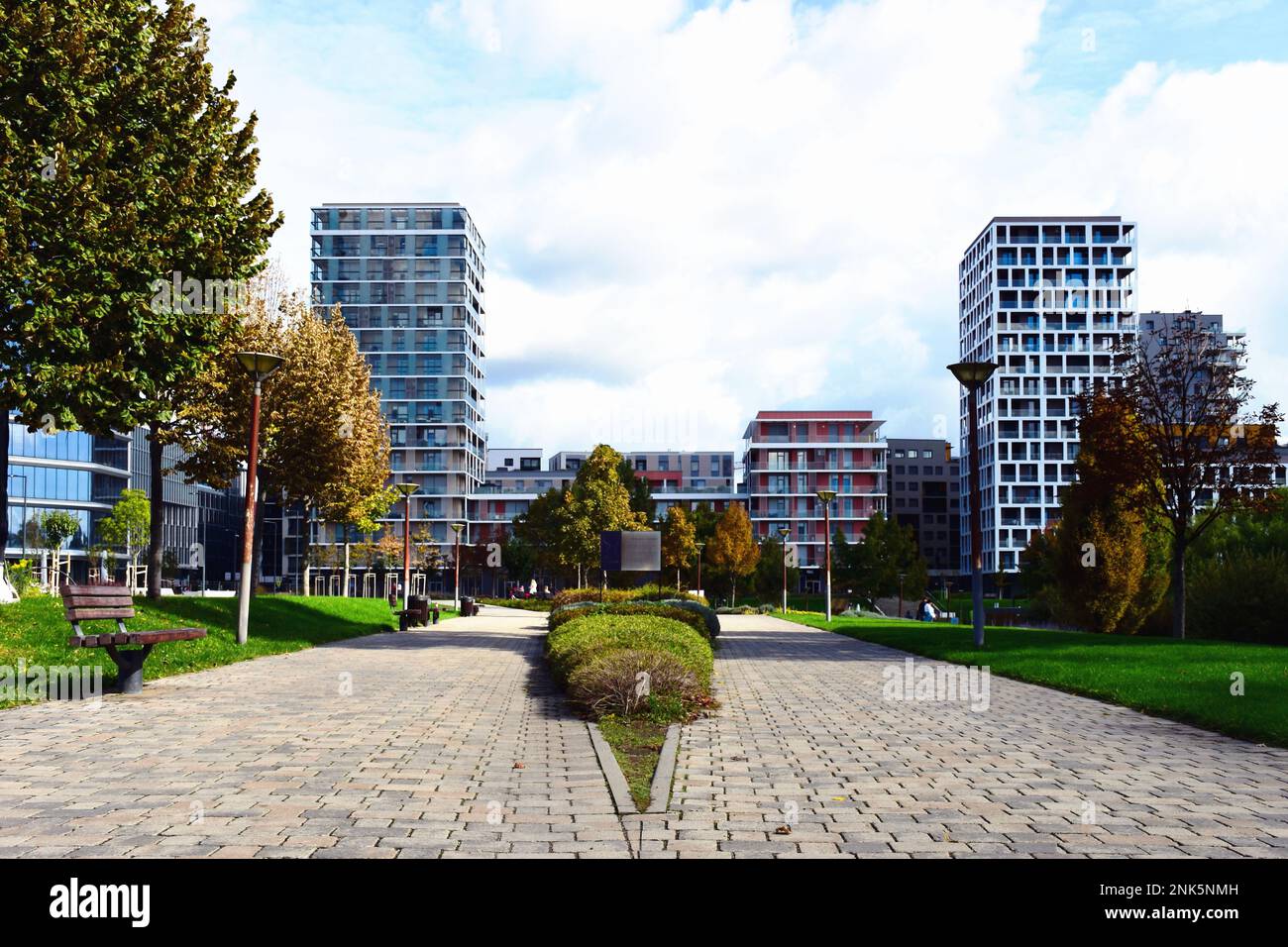 15-minute city concept. office and condominium buildings. business and ...