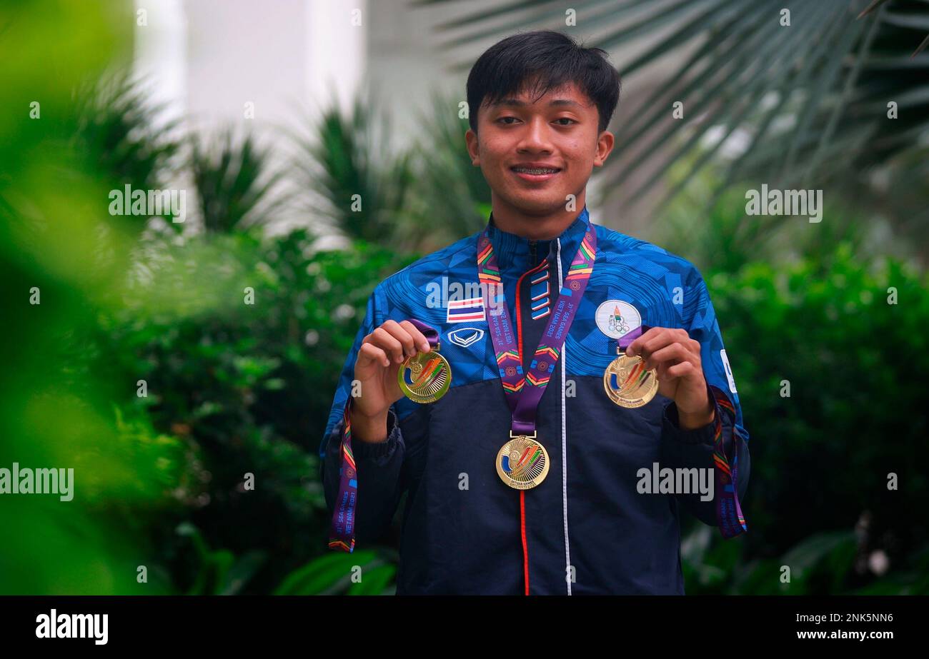 Sprinter Puripol Boonson, 16, from Thailand, poses for a photograph on ...