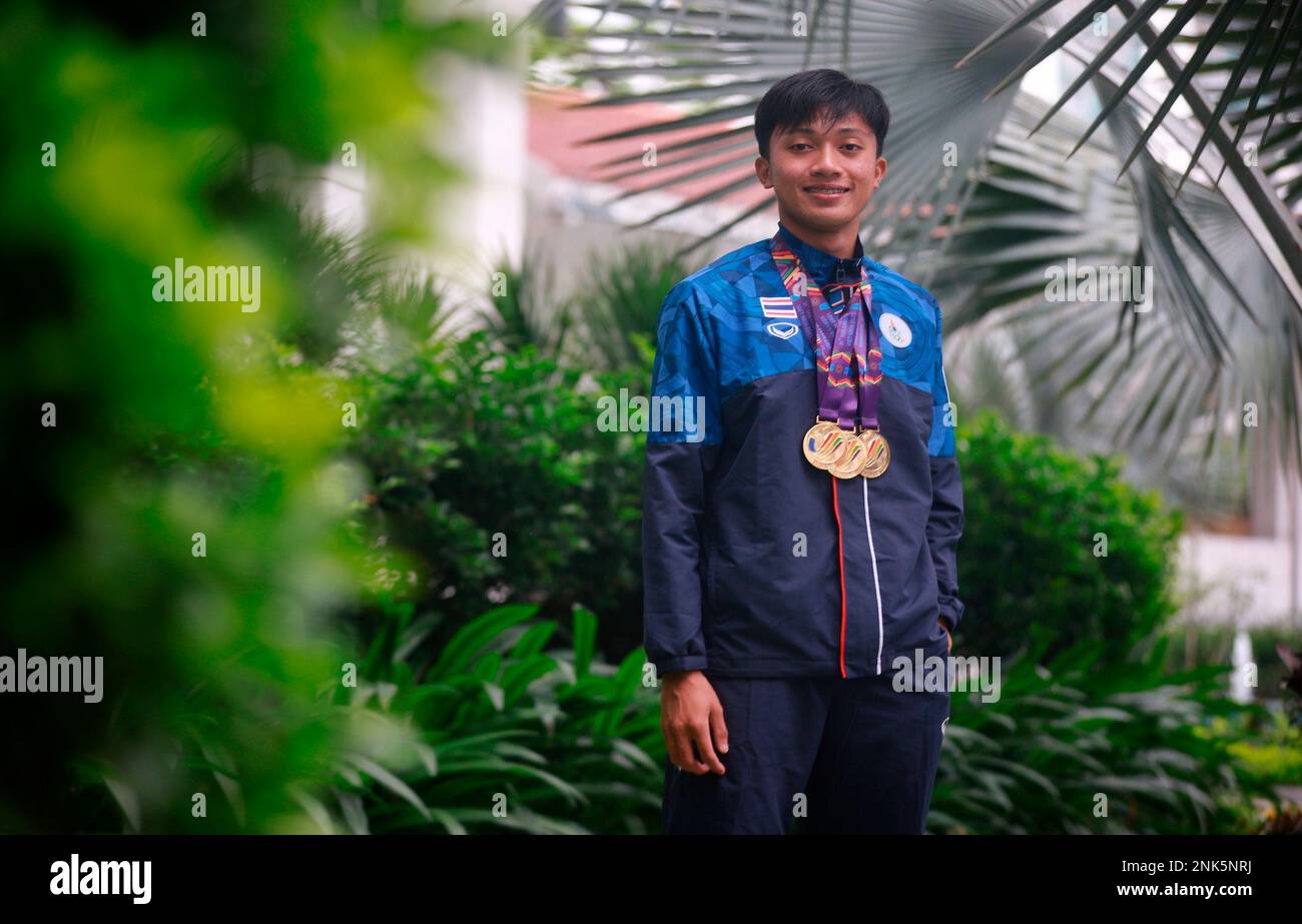 Sprinter Puripol Boonson, 16, from Thailand, poses for a photograph on ...
