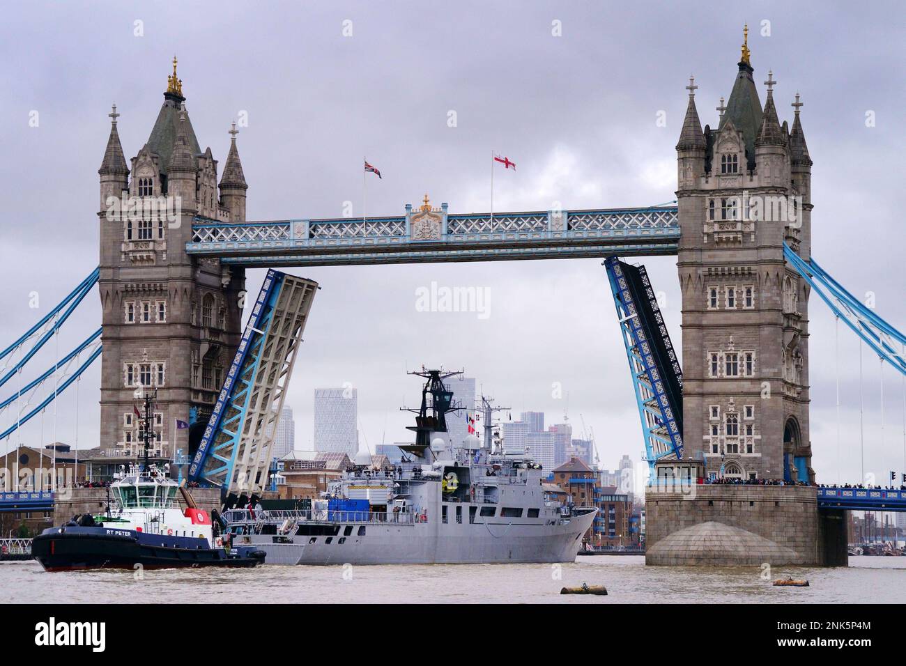 Tower Bridge is raised as the Royal Norwegian Navy, Nordkapp (North ...