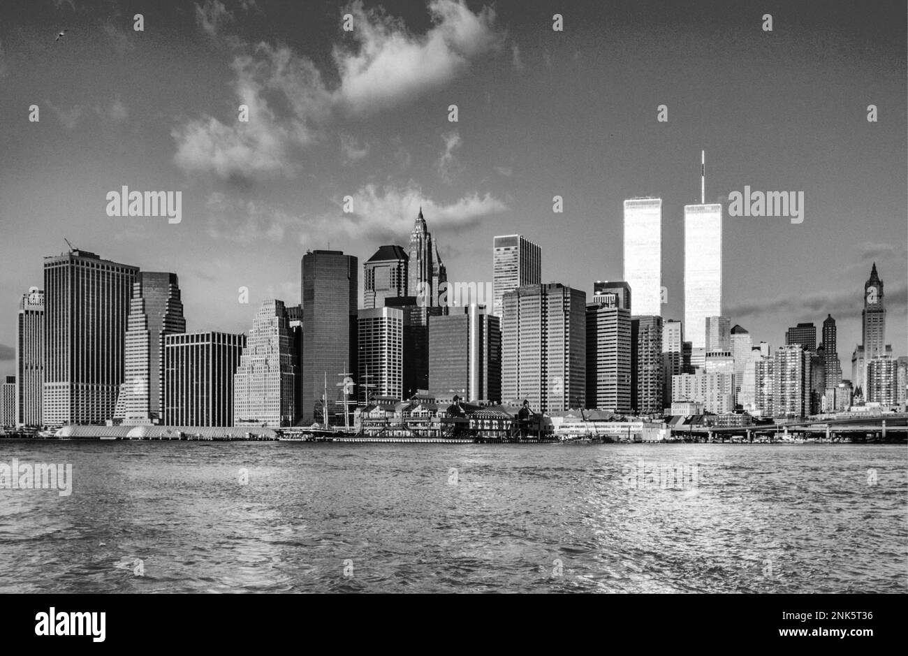 New York, USA - September 30, 1996: view to Lower mahattan and World ...