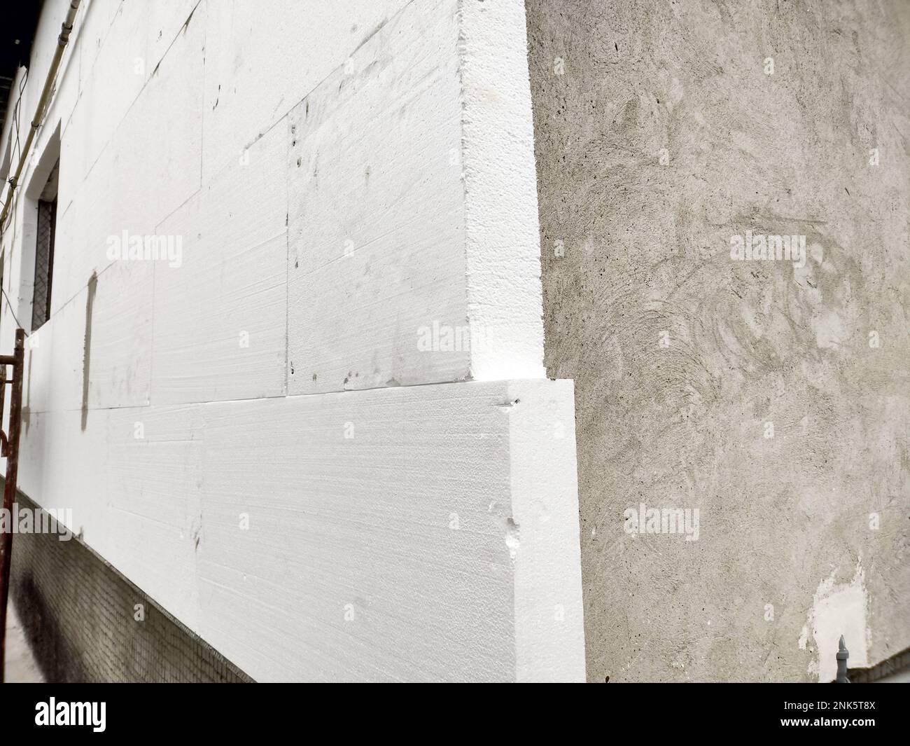 a house is thermally insulated with polystyrene - construction concept ...