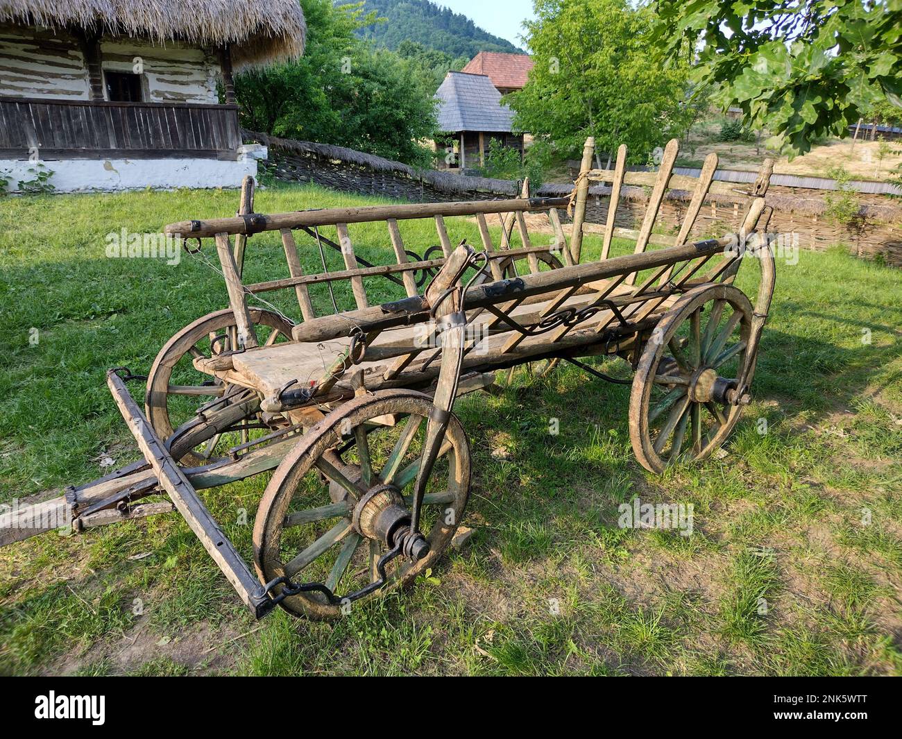 old wooden cart at the Village Museum in Baia Mare city, Maramures ...