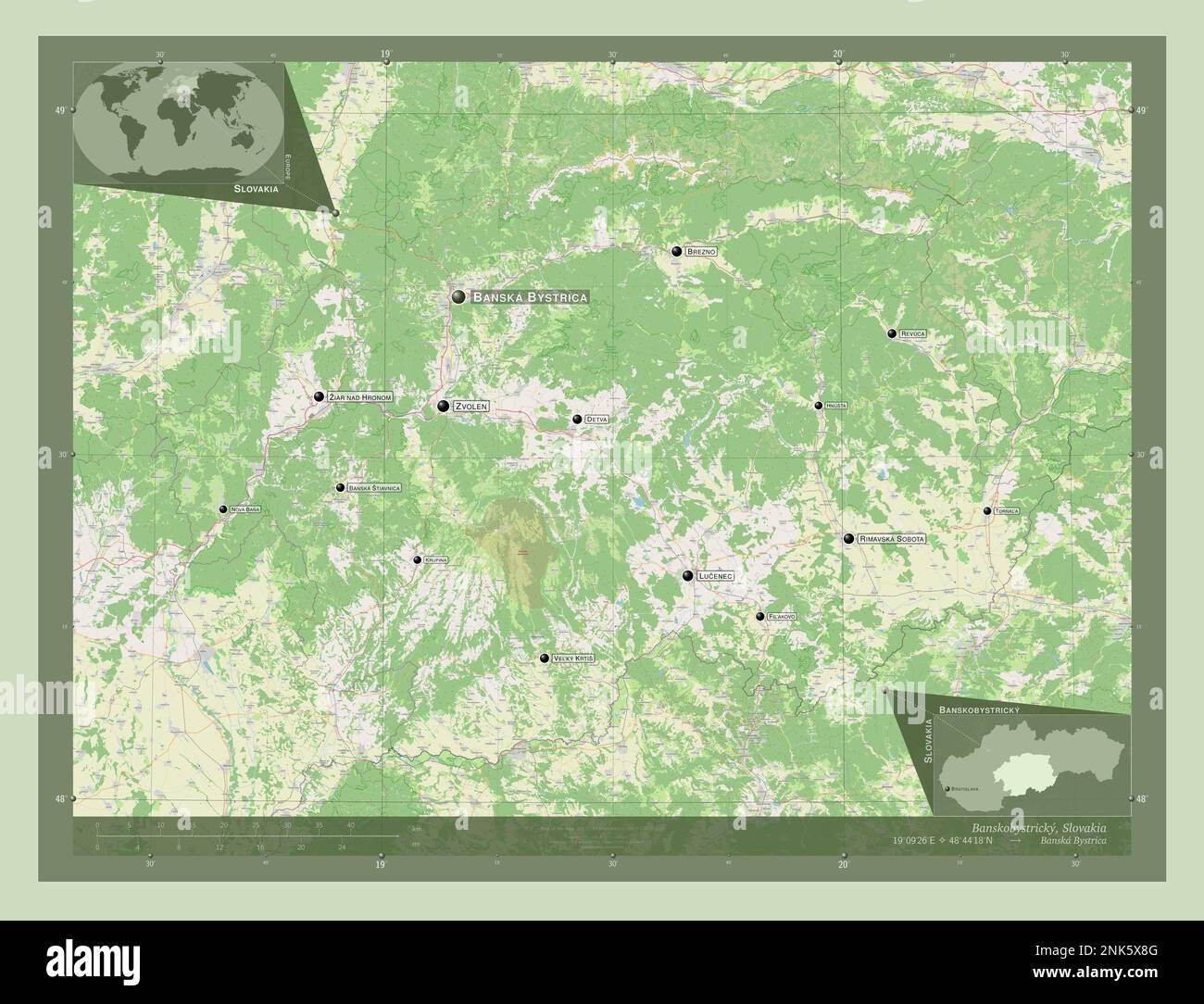 Banskobystricky, region of Slovakia. Open Street Map. Locations and ...