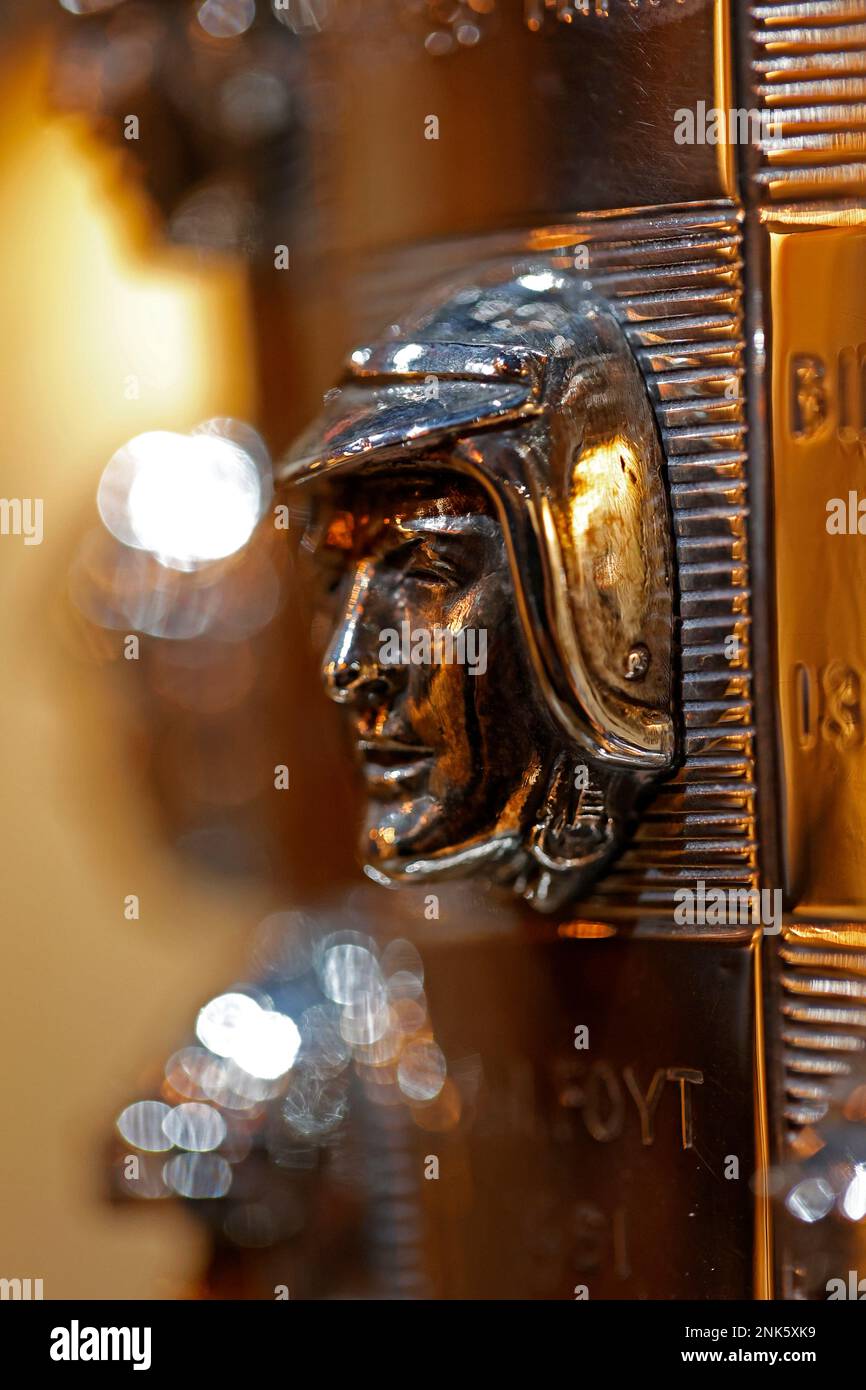 SPEEDWAY, IN - MAY 18: AJ Foyt's likeness on the Borg Warner Trophy as ...