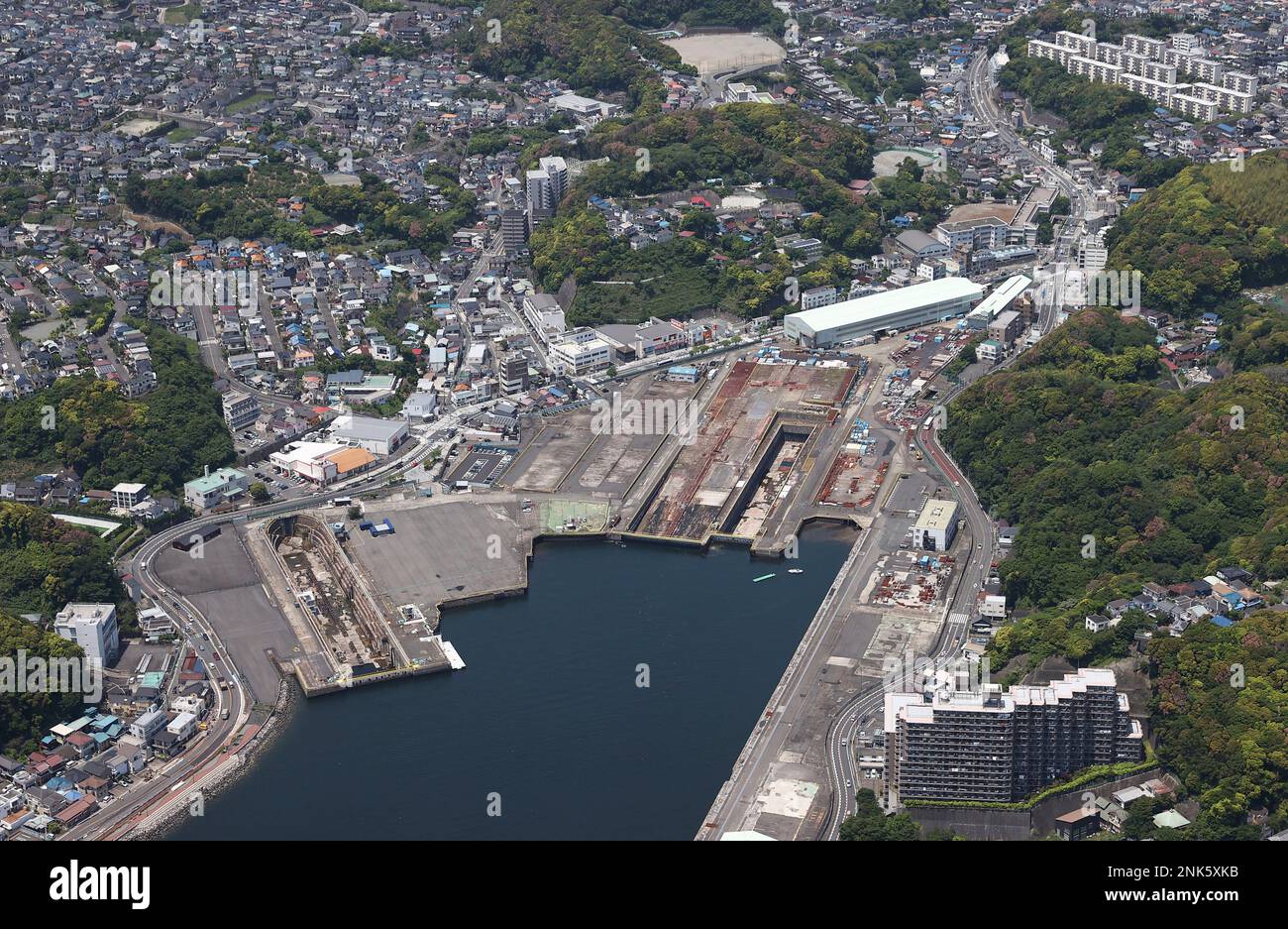 An aerial photo shows Uraga Brick Dock on the site of Sumitomo Heavy ...