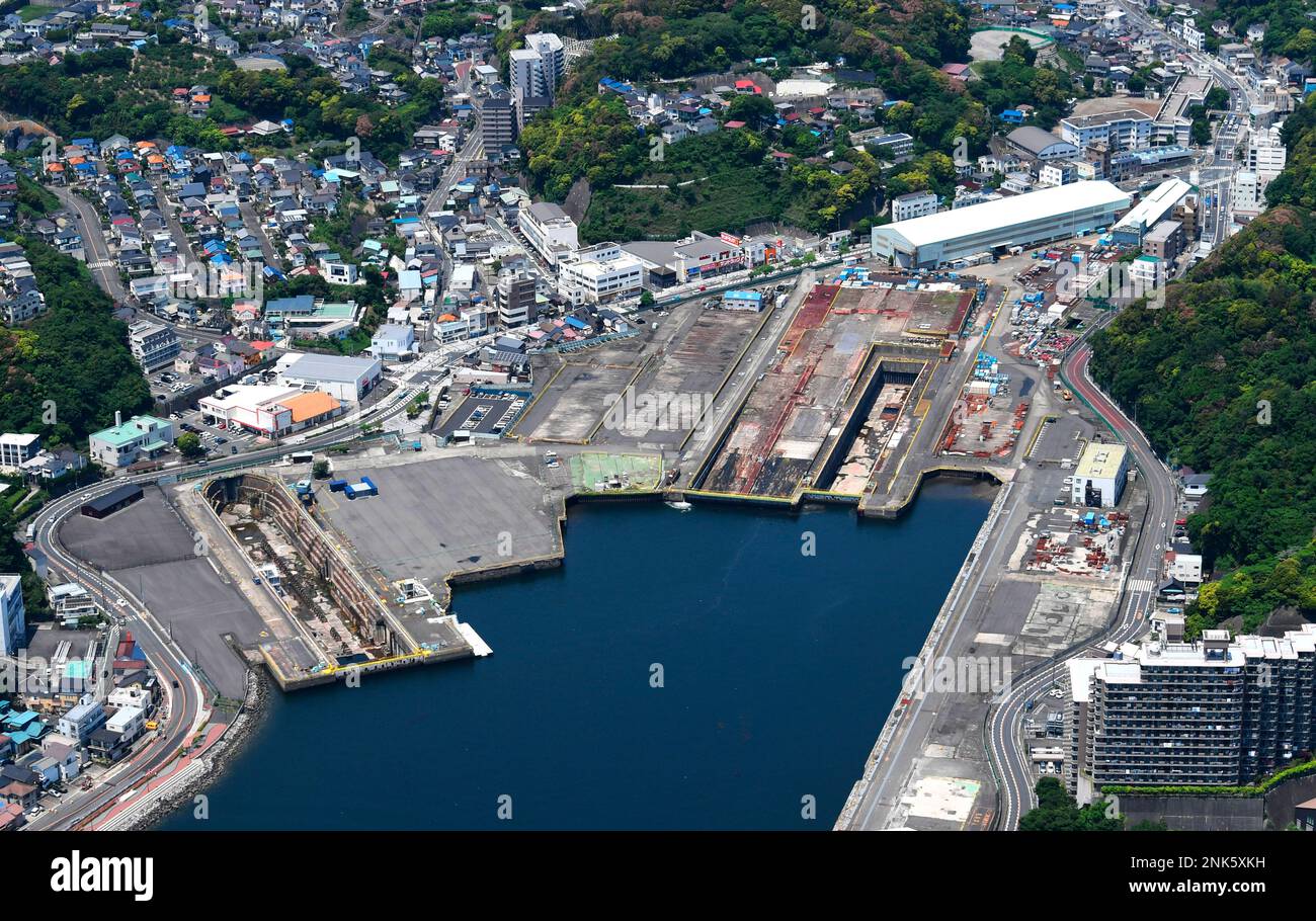 An aerial photo shows Uraga Brick Dock on the site of Sumitomo Heavy ...