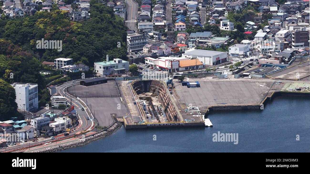 An aerial photo shows Uraga Brick Dock on the site of Sumitomo Heavy ...