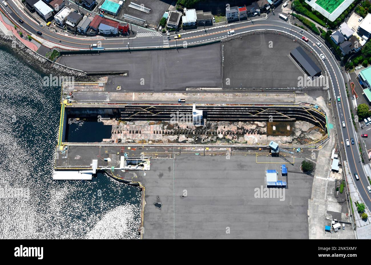 An aerial photo shows Uraga Brick Dock on the site of Sumitomo Heavy ...