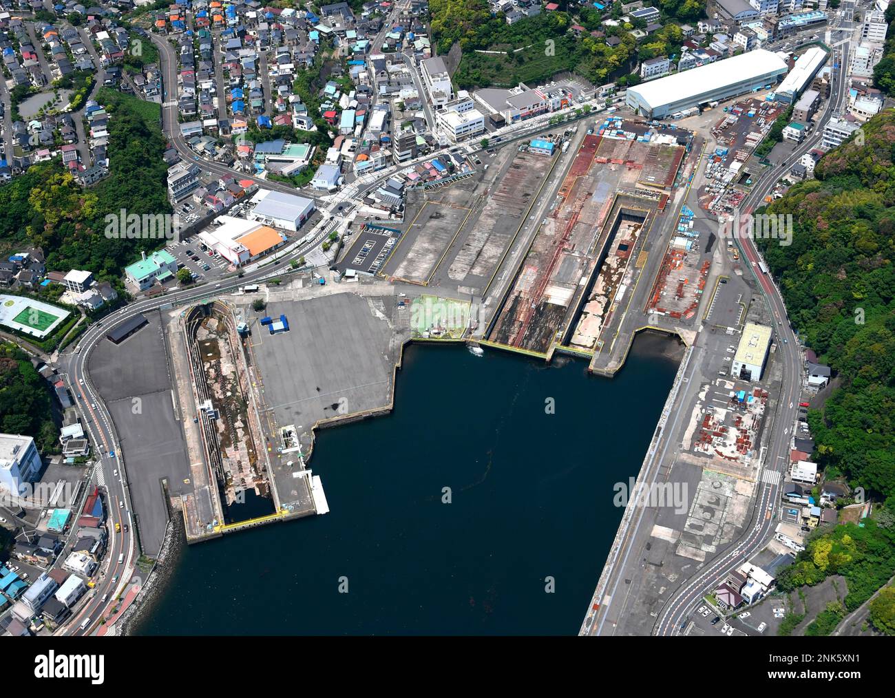 An aerial photo shows Uraga Brick Dock on the site of Sumitomo Heavy ...