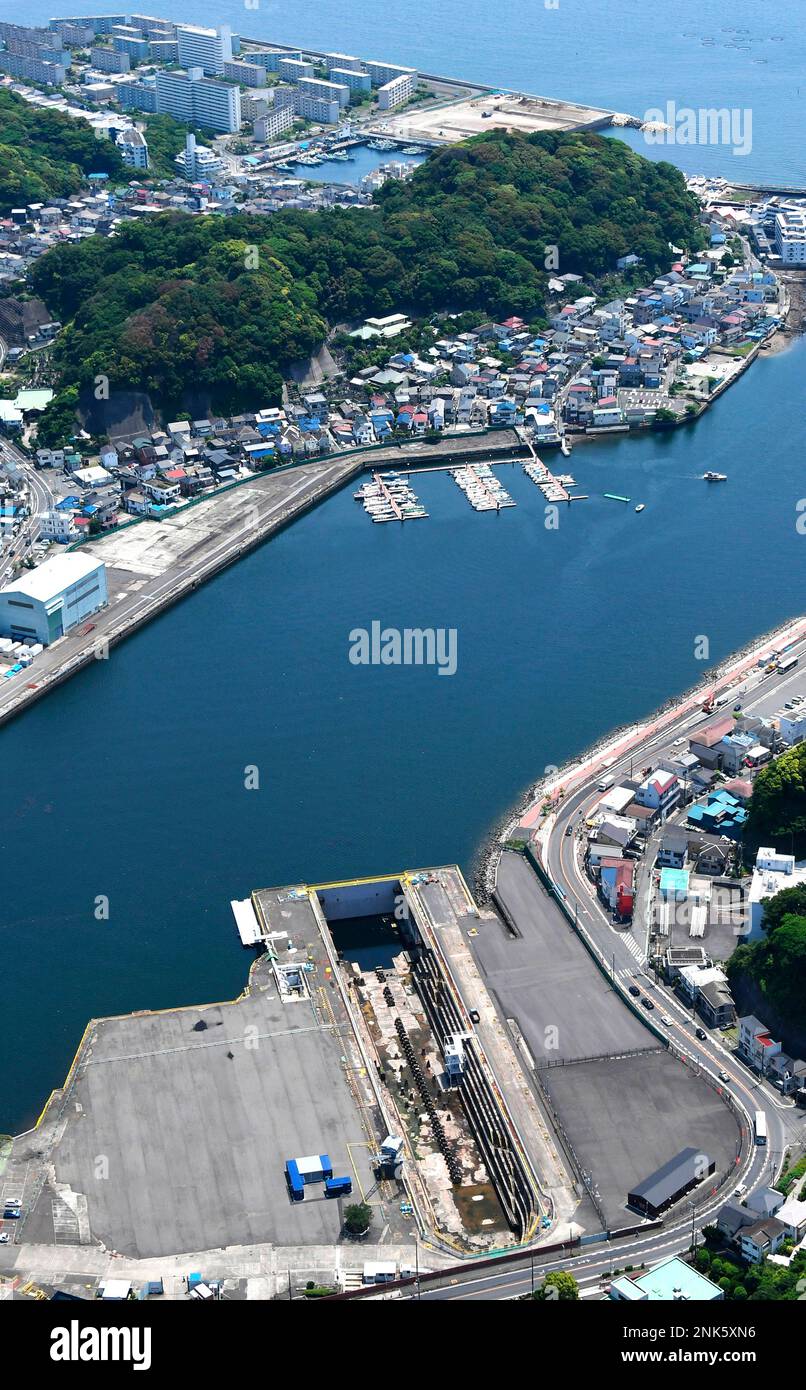 An aerial photo shows Uraga Brick Dock on the site of Sumitomo Heavy ...