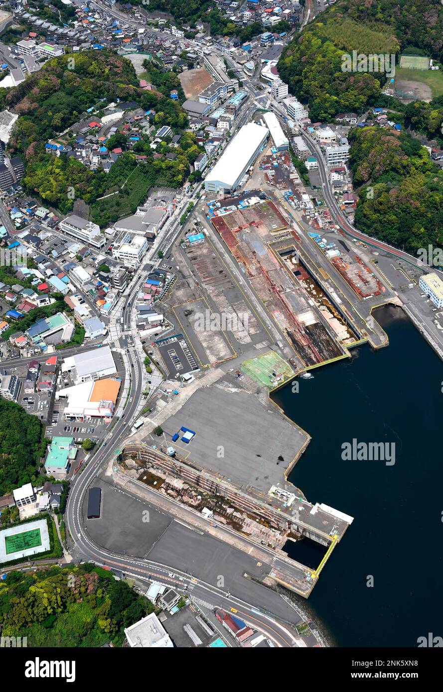 An aerial photo shows Uraga Brick Dock on the site of Sumitomo Heavy ...