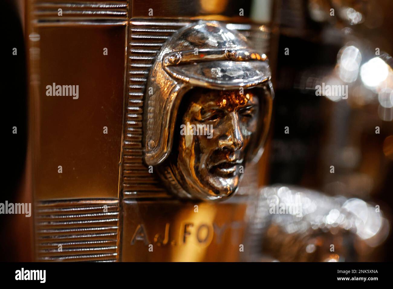 SPEEDWAY, IN - MAY 18: AJ Foyt's likeness on the Borg Warner Trophy as ...