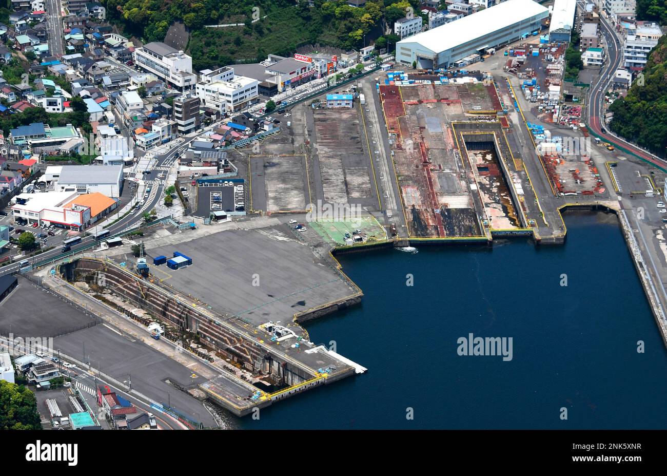 An aerial photo shows Uraga Brick Dock on the site of Sumitomo Heavy ...