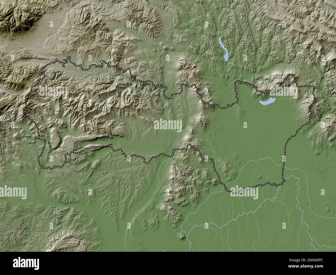 Kosicky, region of Slovakia. Elevation map colored in wiki style with ...