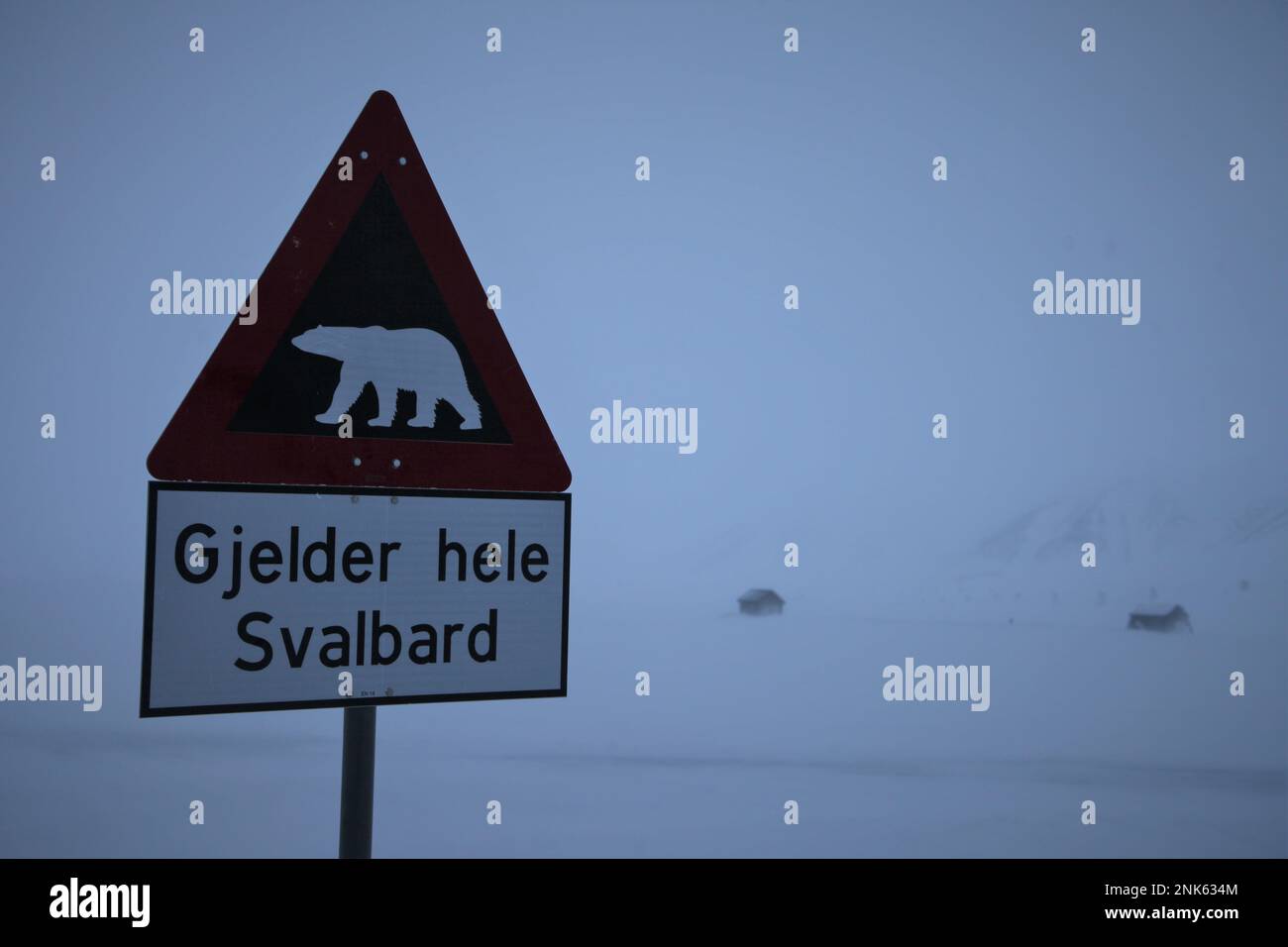 Longyearbyen, Norway. 23rd Feb, 2023. A traffic sign warns of polar ...