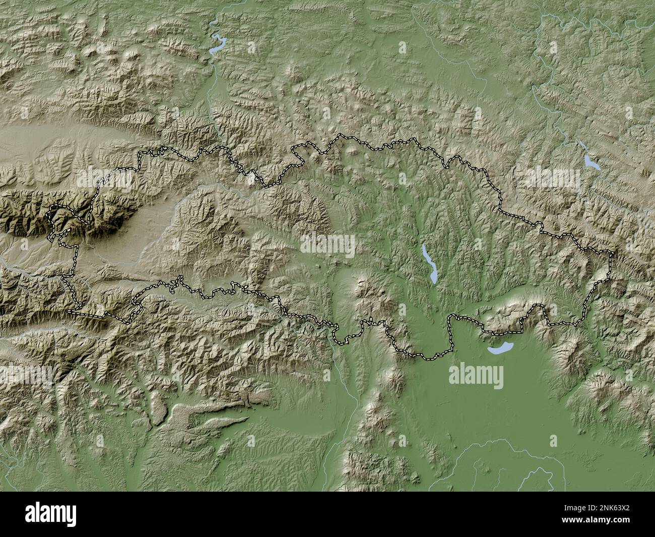 Presovsky, region of Slovakia. Elevation map colored in wiki style with lakes and rivers Stock ...