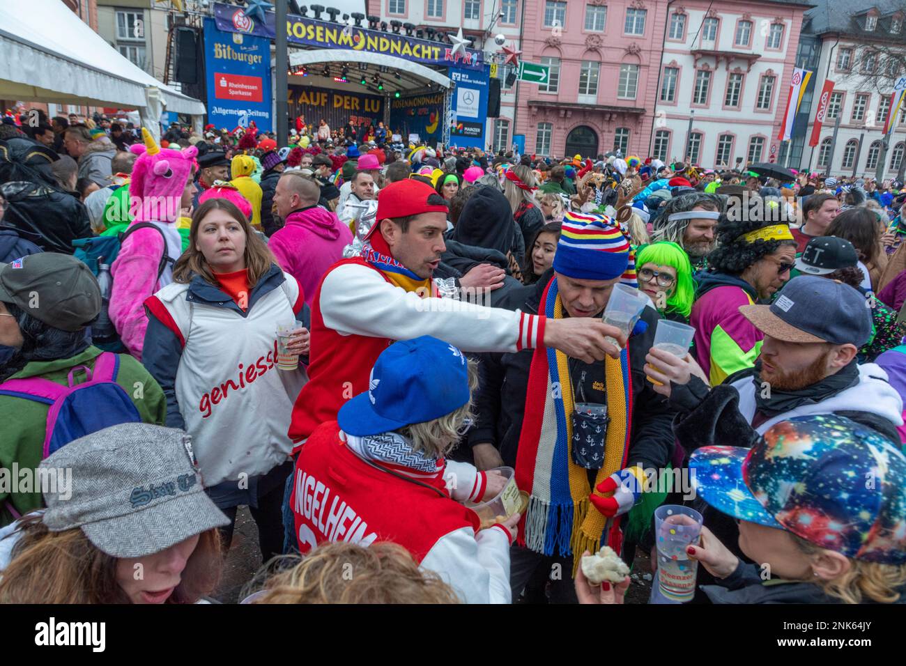 Mainz, Germany - February 16, 2023: people celebrate the ...