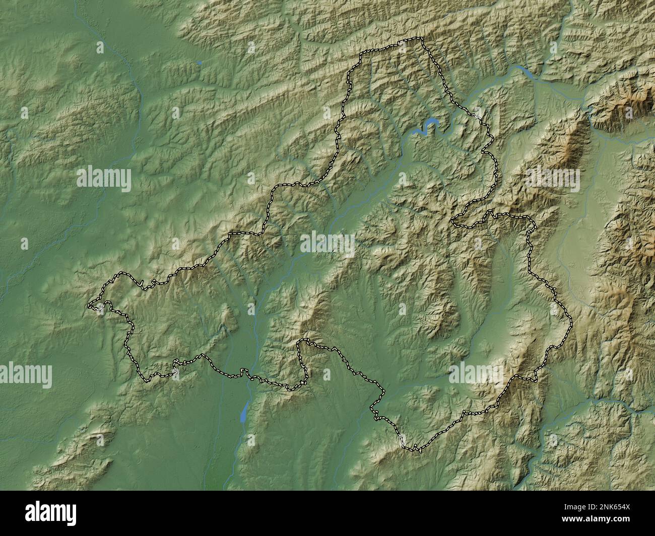 Trenciansky, region of Slovakia. Colored elevation map with lakes and ...