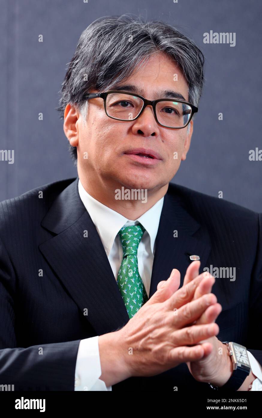 Fujitsu Limited President Takahito Tokita speaks during an interview at ...
