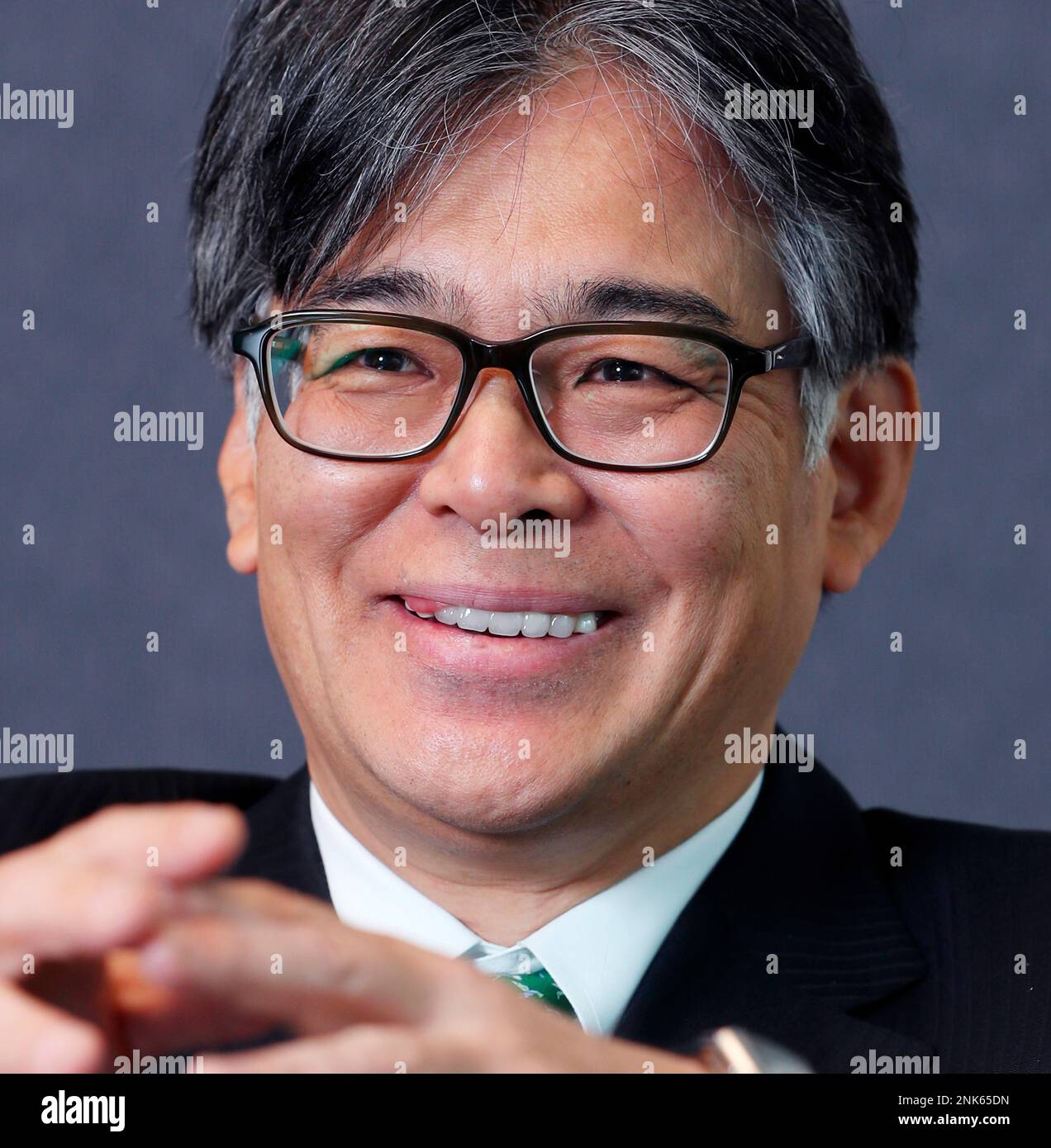 Fujitsu Limited President Takahito Tokita speaks during an interview at ...
