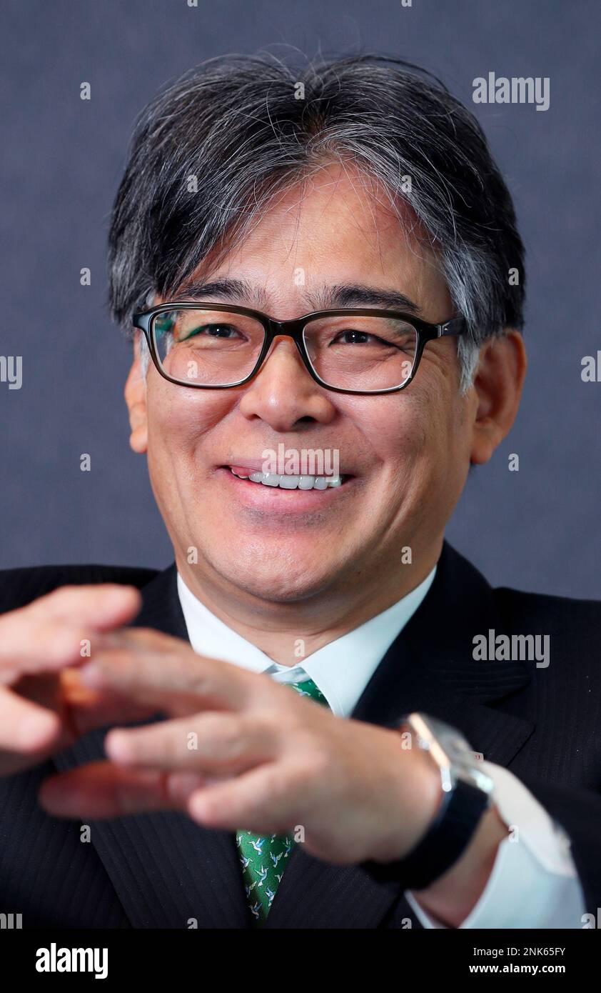 Fujitsu Limited President Takahito Tokita speaks during an interview at ...