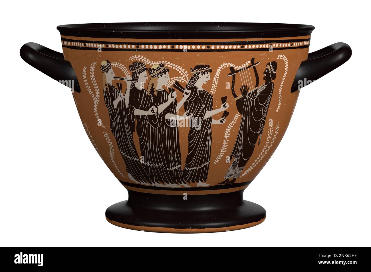 Antique ancient greek wine vase with meander pattern and ornament ...