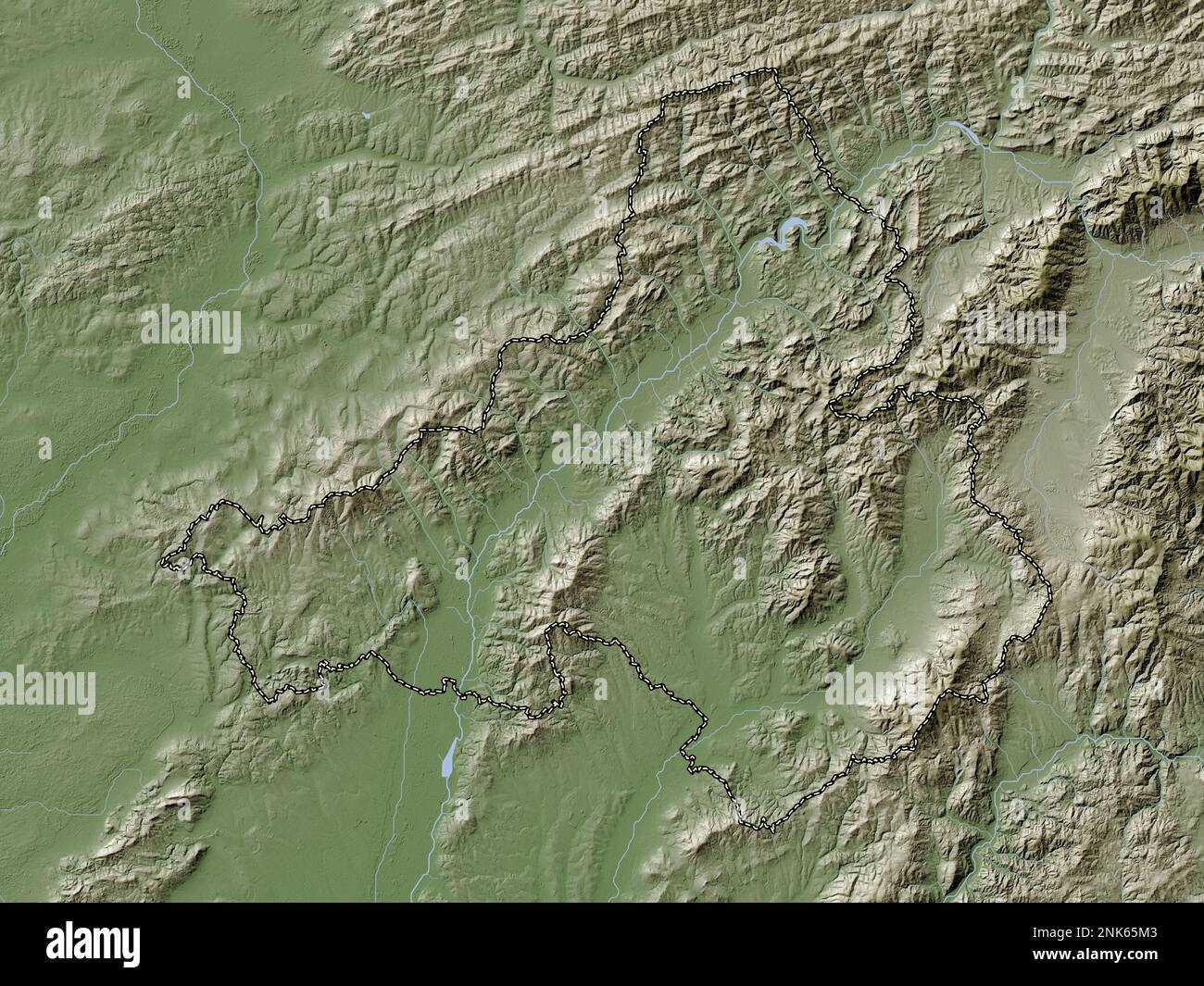 Trenciansky, region of Slovakia. Elevation map colored in wiki style ...