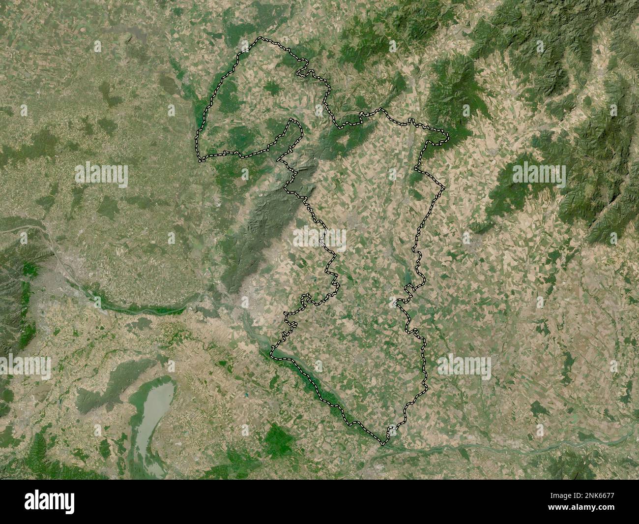 Trnavsky, region of Slovakia. Low resolution satellite map Stock Photo ...