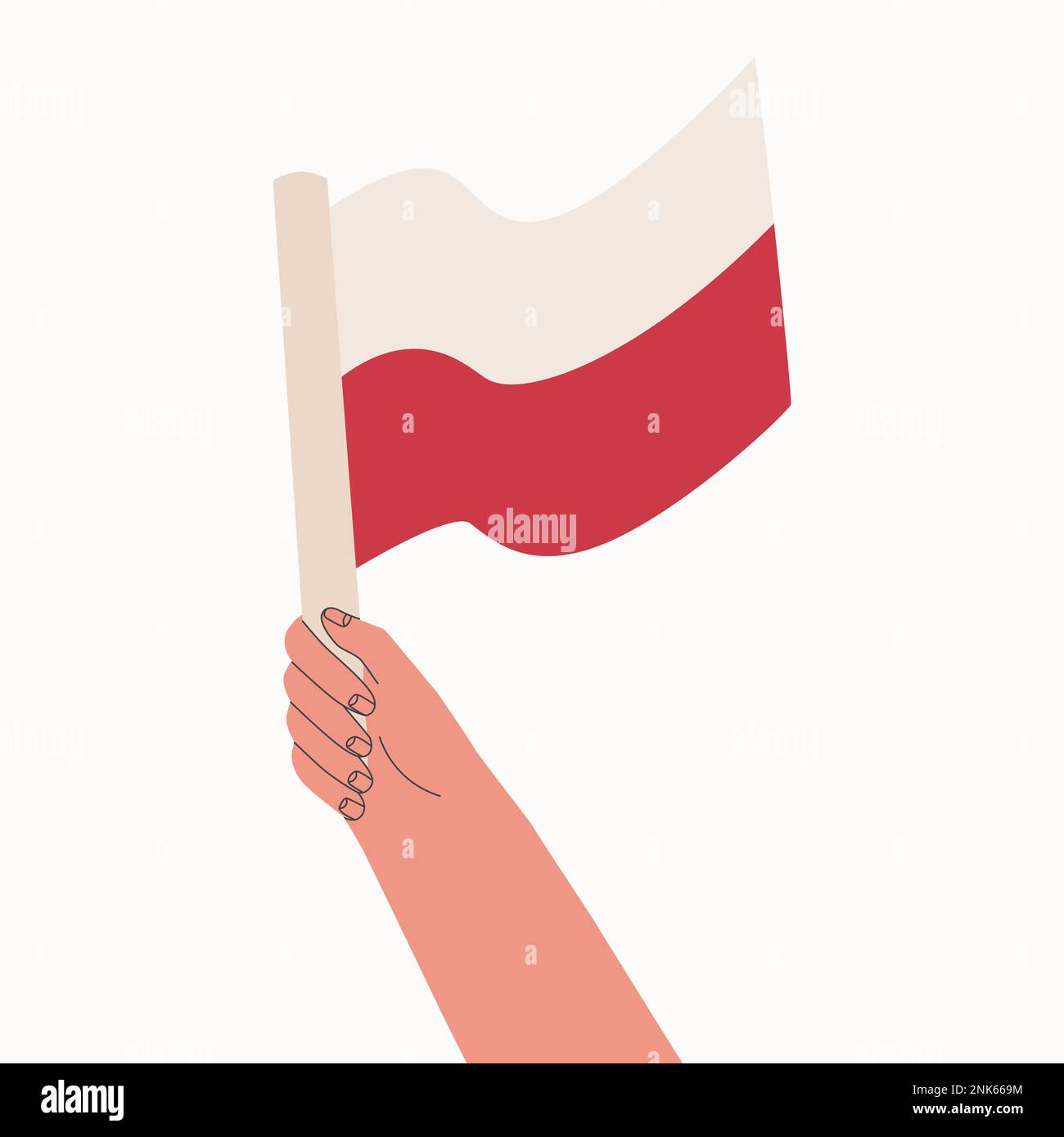 Flag of Poland. National flag of the country in hand. Vector cartoon ...