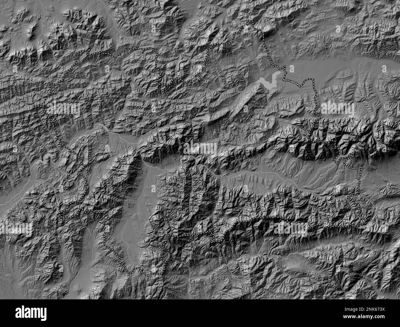 Zilinsky, region of Slovakia. Bilevel elevation map with lakes and ...
